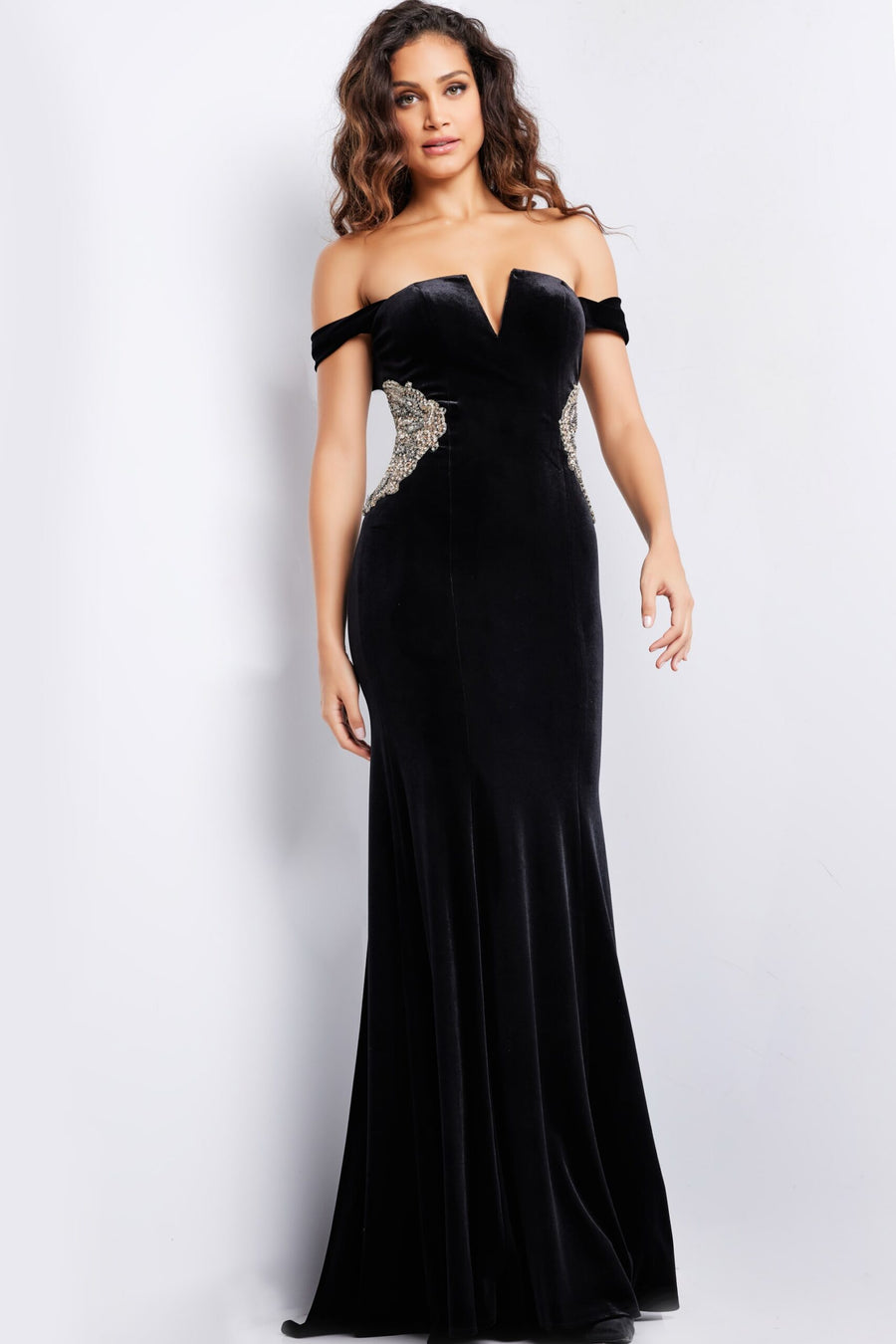 Jovani 36733 Off Shoulder Appliqued Prom Gown – The Gown Galleria